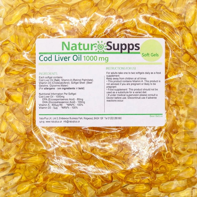 COD LIVER OIL Capsules 1000Mg 365 High Strength Omega 3 Softgels, EPA ...