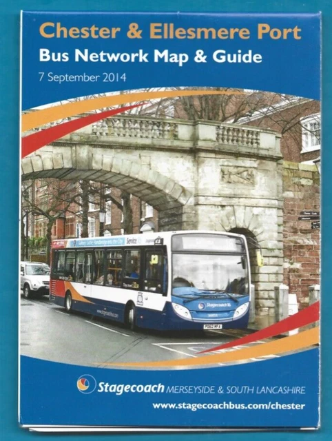 STAGECOACH: CHESTER & Ellesmere Port Bus Network Map & Guide 7.9.14 £0. ...
