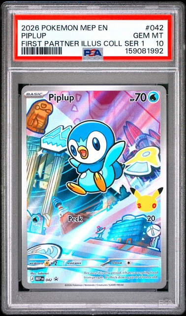 2026 POKEMON MEP First Partner Illustration Collection #042 Piplup Psa ...