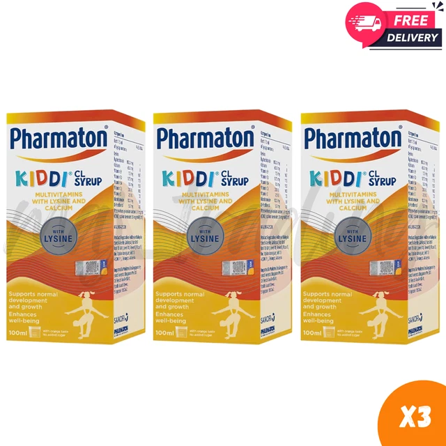 3X PHARMATON KIDDI CL Syrup 100ml Multivitamin with Lysine & Calcium £ ...