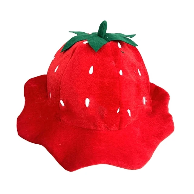 PLUSH STRAWBERRY FRUIT Hat Headgear Perfect for Halloween Parties ...
