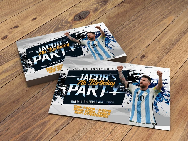 LIONEL MESSI PERSONALISED Birthday Party Football Invitations X5 £3.50 ...
