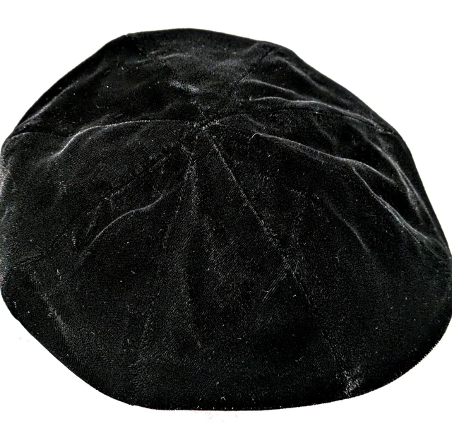 CLASSIC VINTAGE BLACK Velvet Tam Beret CHILD'S Piko Montreal New York ...