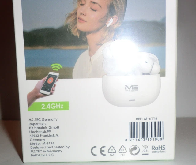 M2-TEC BLUETOOTH WIRELLES IN- EAR Mini- Kopfhörer, kabellos, weiß, in ...