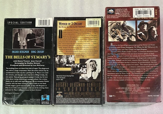 INGRID BERGMAN 3-VHS Lot NEW SEALED Casablanca / For Whom Bell Tolls ...
