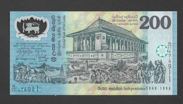 200 RUPEES UNC Commemorative Banknote From Sri Lanka 1998 Pick-114 $4. ...