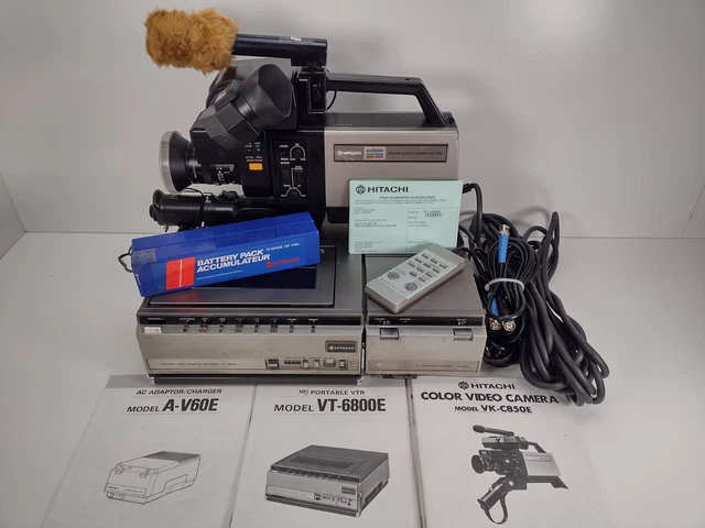 VINTAGE HITACHI VIDEO Camera Portable VHS Player And AC Adaptor VK ...