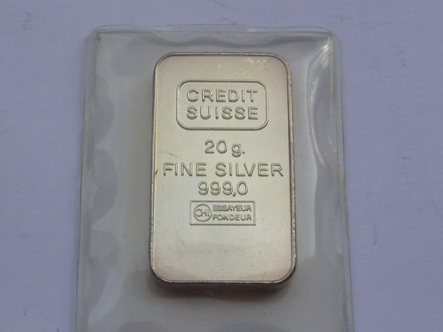 LINGOT EN ARGENT du CREDIT SUISSE de 20 grs FINE SILVER 999,0 sous ...