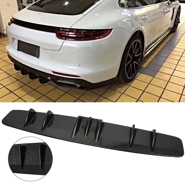 FOR PORSCHE PANAMERA Gloss Black Rear Bumper Lip Diffuser Spoiler ...