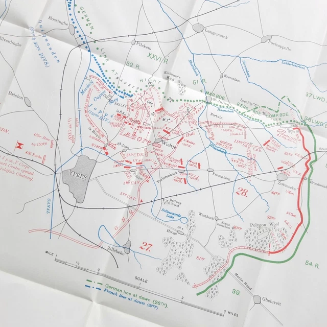 WW1 1915 YPRES BATTLE MAP ST JULIEN CANADIAN BRIGADES APRIL 26th ...