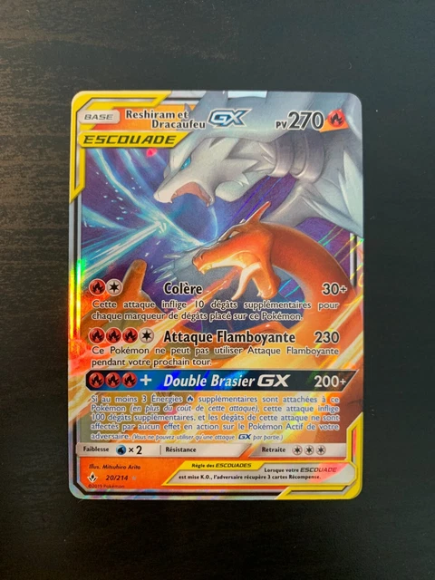 CARTE POKÉMON : Reshiram et Dracaufeu GX 20/214 Alliance Infaillible ...