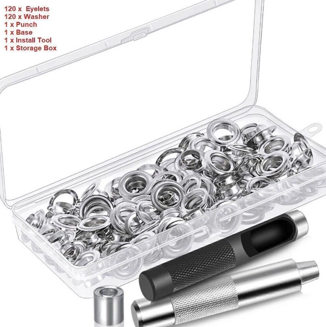 120SET 12MM EYELETS Grommet Washer Eyelet Punch Die Tool Kits For ...