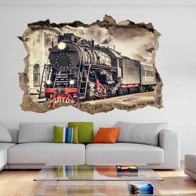VINTAGE RETRO STEAM Train Locomotive Wall Sticker Mural Decal Home ...