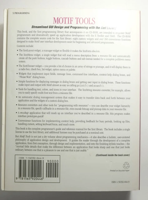 LIVRE PROGRAMMATION IHM X11 MOTIF Tools GUI Design and Programming O ...