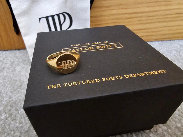TAYLOR SWIFT THE Tortured Poets Department Size 5 Gold Plated Ring TTPD ...