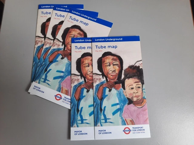 PACK OF 5! London Underground Tube Map NEW May 2022 TFL Elizabeth Line ...