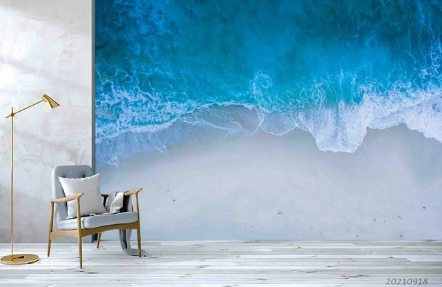 3D BLUE SEA Wave Beach Scenery Wallpaper Wall Murals Removable ...