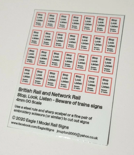 SET OF 28 x OO Scale British Rail ‘Stop Look Listen Beware of Trains ...
