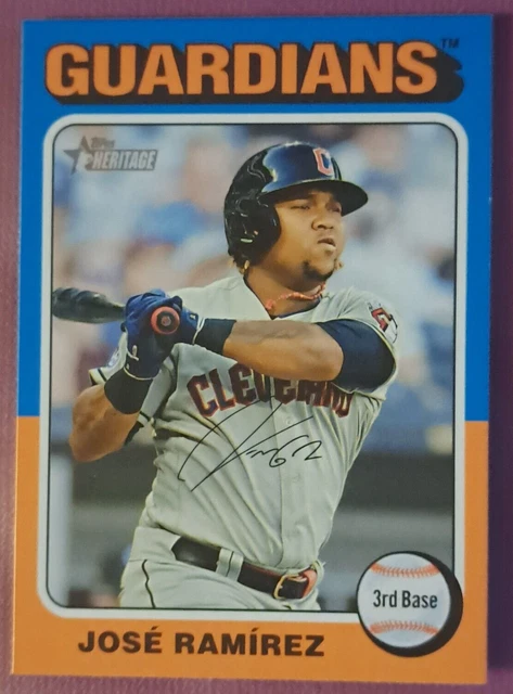 VARIANTE ÉCHANGE DE couleurs JOSE RAMIREZ ! 2024 TOPPS HERITAGE #183 SP ...