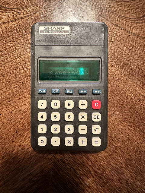 VINTAGE 1980'S SHARP ELSI MATE EL-210 ELECTRONIC CALCULATOR LED DISPLAY ...