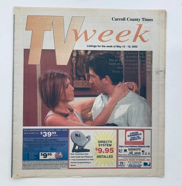 TV WEEK MAGAZINE May 12 2002 Jennifer Anniston & David Schwimmer No ...