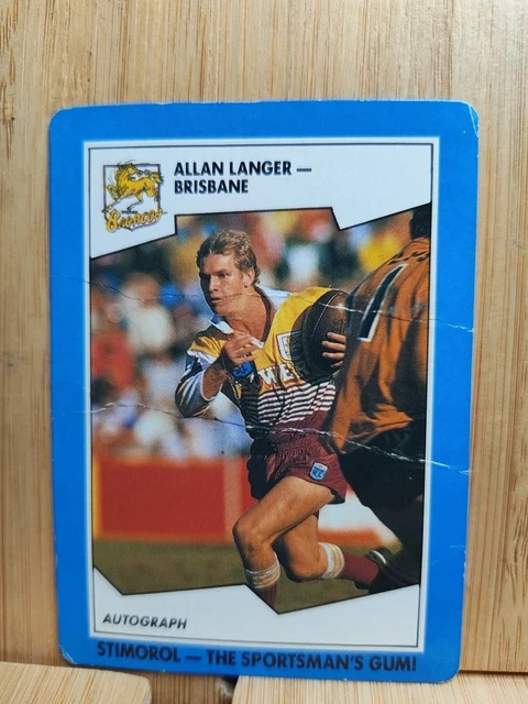 ALLAN LANGER 🏆1989 Scanlens #63 BRISBANE Stimorol Rugby League Card🏆 $4 ...