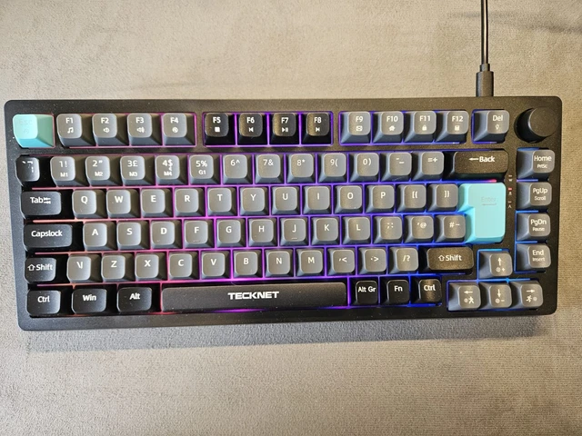 TECKNET RGB GAMING Keyboard, 83 Keys, Wired, With Volume Knob, 75% USB ...