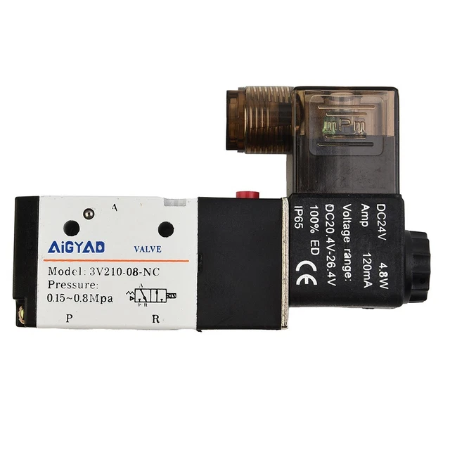 SOLENOID VALVE PNEUMATIC AIRTAC Type 3V210-08 3-Way 2-Position 1/4 DC24V £17.26 - PicClick UK