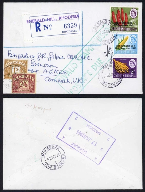 1970 POST DUED Cover with Invalid Rhodesian Stamp £18.00 - PicClick UK