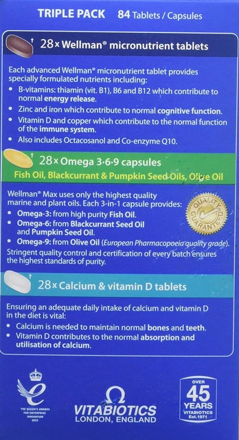 WELLMAN MAX - Maximum Strength Multivitamin Formula Mix with Support ...