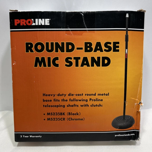 PROLINE ROUND-BASE CAST Iron Mic Stand, Model MS235BK ~ NEW IN BOX $19. ...