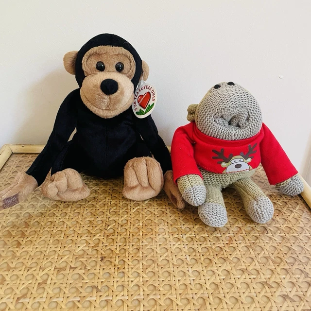 2 X OFFICIAL PG Tips Chimp Monkeys Knitted Bundle Beanie Toy Plush in ...