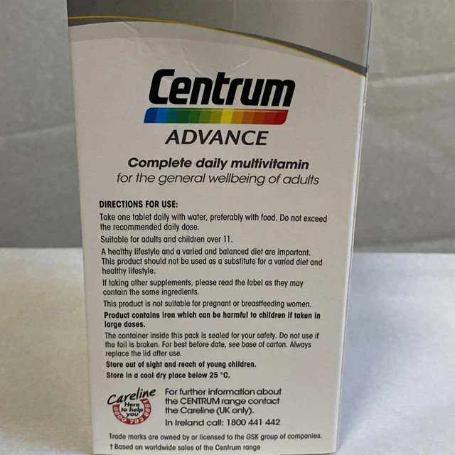 180 CENTRUM ADVANCE Multivitamins & Minerals Tablet 180 Tablets EXP 09/ ...
