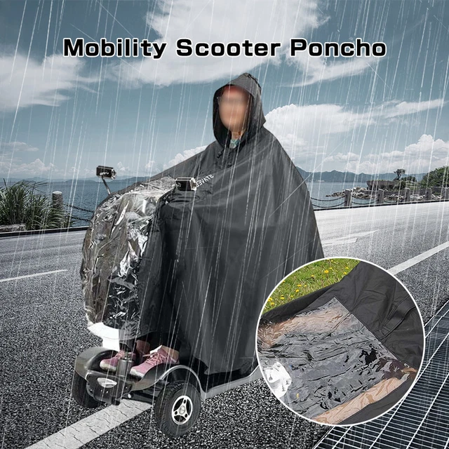 UNIVERSAL ELDERLY MOBILITY Scooter Poncho Wheelchair Rain Cover Hooded ...