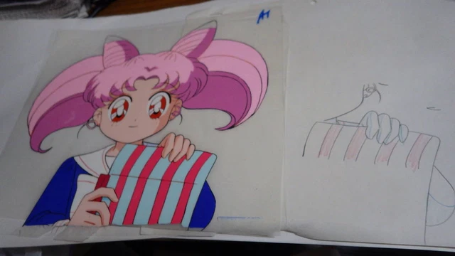 SAILOR MOON HANDWRITTEN Drawing Cel Hotaru Tomoe/Sailor Saturn w ...