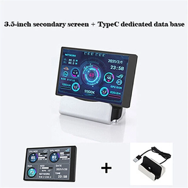 COMPUTER MONITOR FOR Mini ITX Case 3.5" IPS TYPE-C Secondary Screen CPU ...