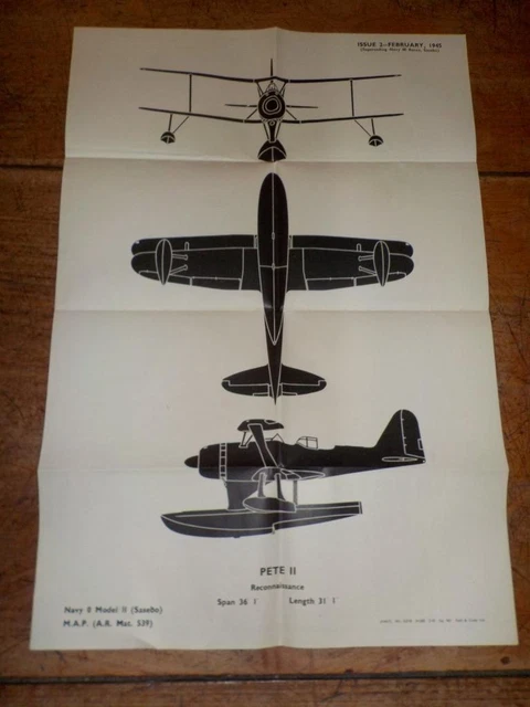 1945 WWII M.A.P Aircraft Identification Wall Chart - Japanese Sasebo ...