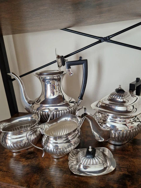 SHEFFIELD ENGLAND SILVER Plated Tea & Coffee Set – 4 Piece Vintage ...