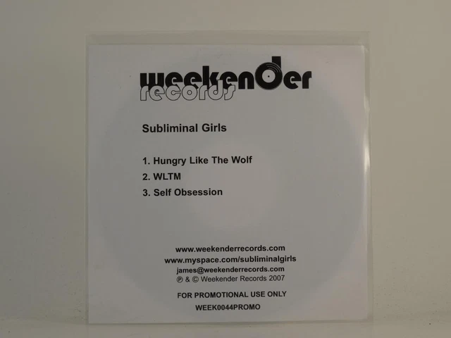 SUBLIMINAL GIRLS HUNGRY LIKE THE WOLF (H1) 3 Track Promo CD Single White Sleeve EUR 6,02 ...