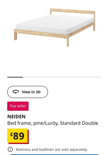 IKEA NEIDEN WOODEN Double Bed Frame With Slats Included £43.12 ...
