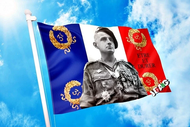 DRAPEAU GENERAL BIGEARD PARAS ETRE ET DURER 60 x 90 cm Flag Banner 2" X ...