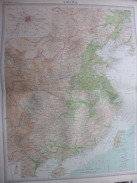 1920 MAP OF CHINA - Peking Mongolia Taiwan Hai-Nan - Plate 63 Times ...