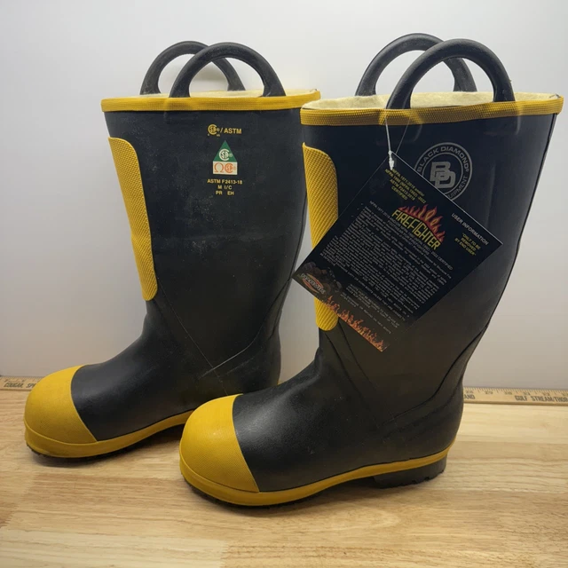 BLACK DIAMOND RUBBER Fire NFPA Bunker Firefighter Boots Mens Size 11 £ ...