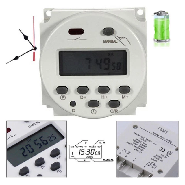 Dc12v 16a Digital Lcd Din Programmable Weekly Rail Timer Time Switch