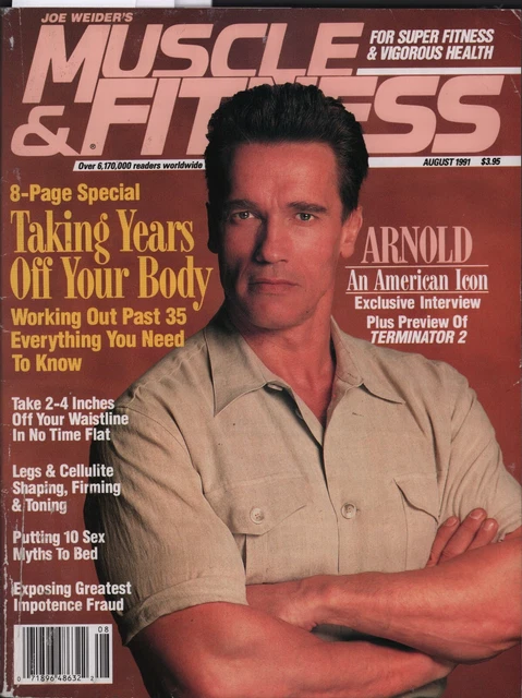 HOUSSE MUSCLE & Fitness 08/1991 Arnold Schwarzenegger Laura Creavalle ...