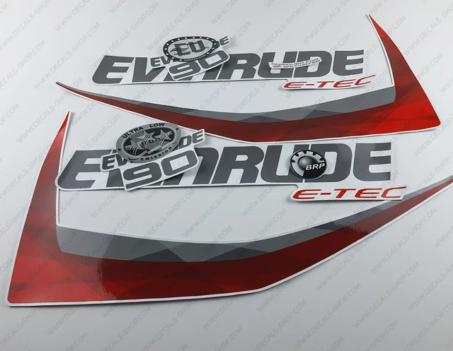 EVINRUDE 90 HP ETEC 2014-2015 White Cowl outboard engine decals sticker ...