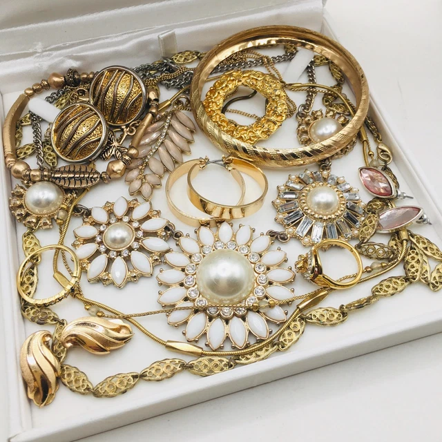 JOB LOT GOLD Tone Jewellery with Square Jewellery Box £15.08 - PicClick UK