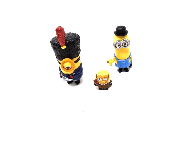 3 THINKAWAY PLASTIC Minion Figures - Kelvin 4.5cm/Kevin 1cm/ Vive Le ...