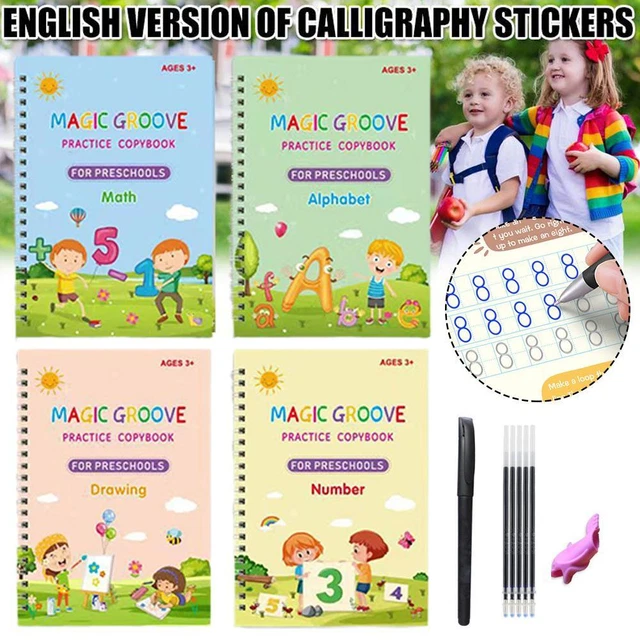 REUSABLE GROOVE WRITING Practice Book Calligraphy Early Education# B8Z0 ...
