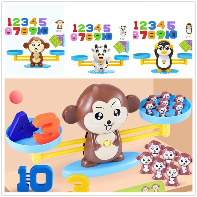 MONTESSORI MATH TOY Digital Monkey Balance Scale Number Board Game Kids ...